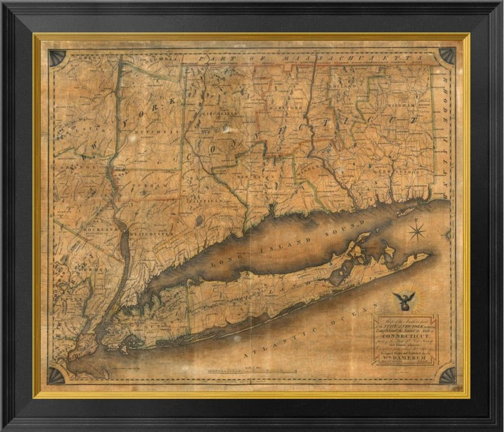 Map Of The Southern Part Of The State Of New York, 1815, 20"x1.5"x17 ...