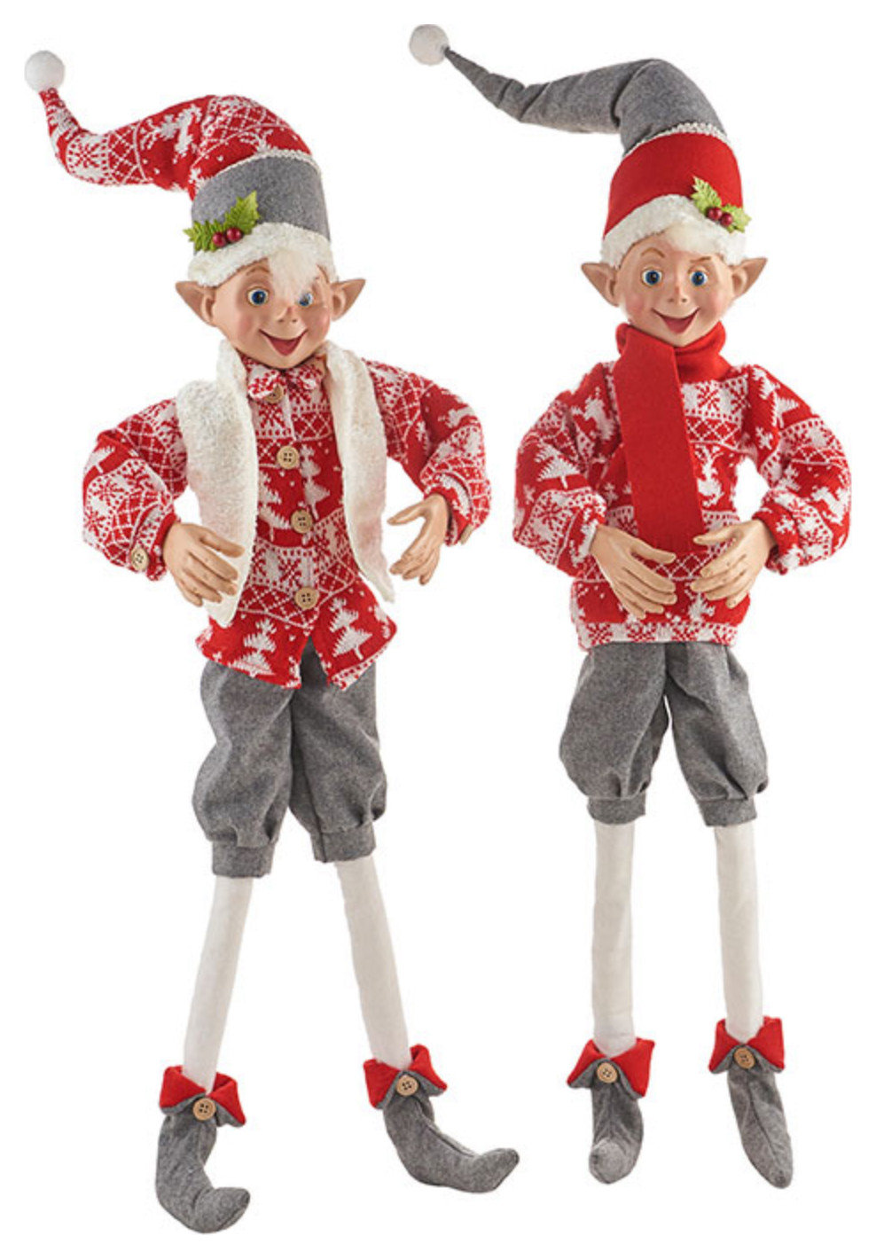 30" Snowed Posable Elves - Traditional - Christmas Ornaments - by Room ...