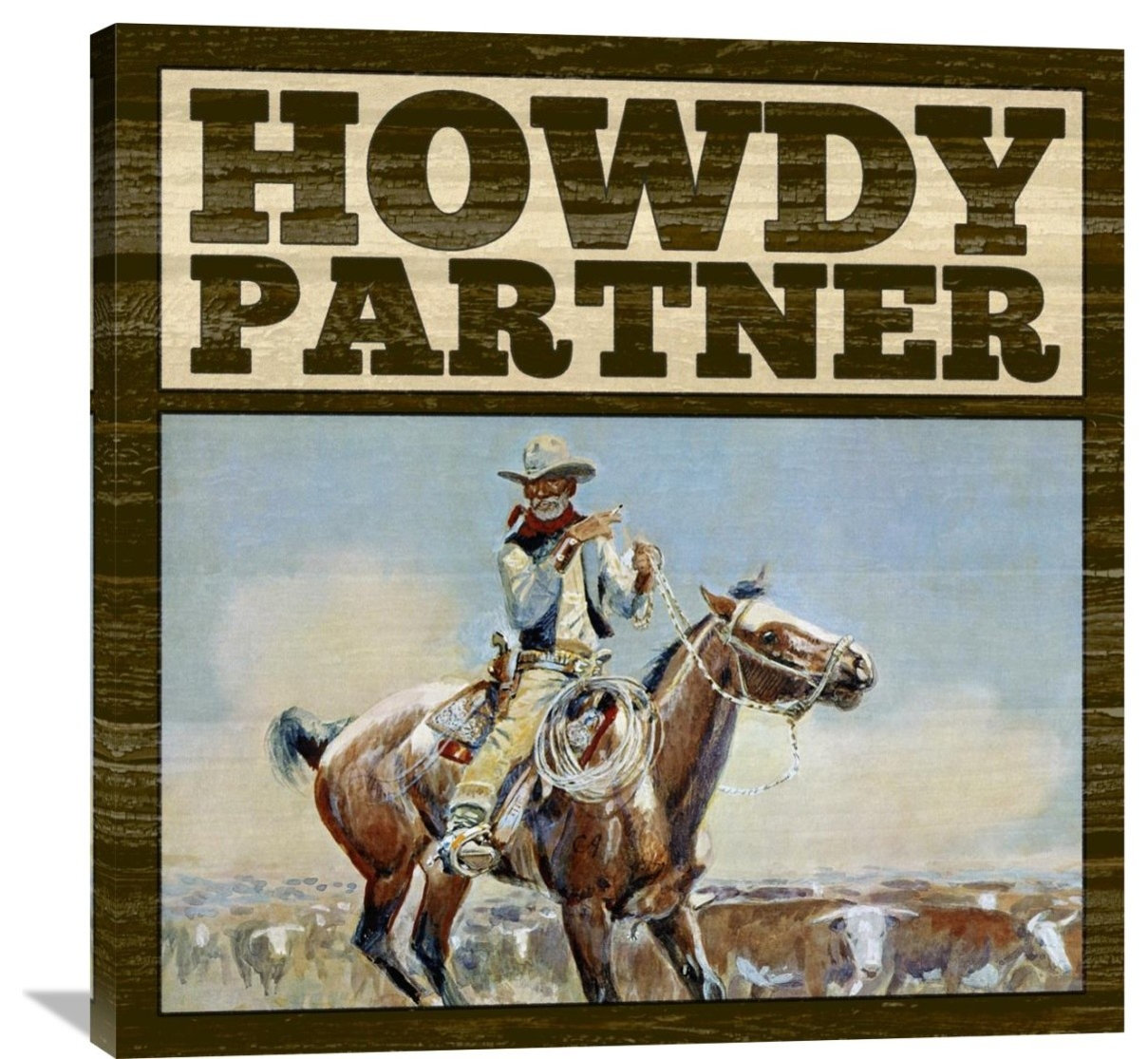"Western - Howdy Partner" Artwork, 18" x 18", 36" x 36" - Southwestern ...