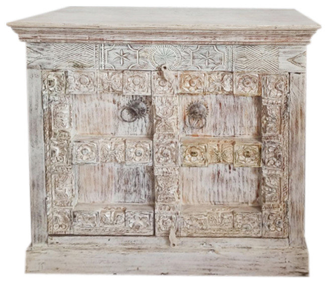 Consigned MidCentury Sideboard Whitewash Wood Rustic Storage Chest ...