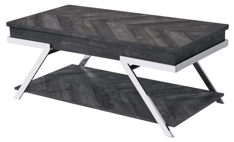 Bowery Hill Dark Gray Lift-Top Wood and Laminate Cocktail Table ...