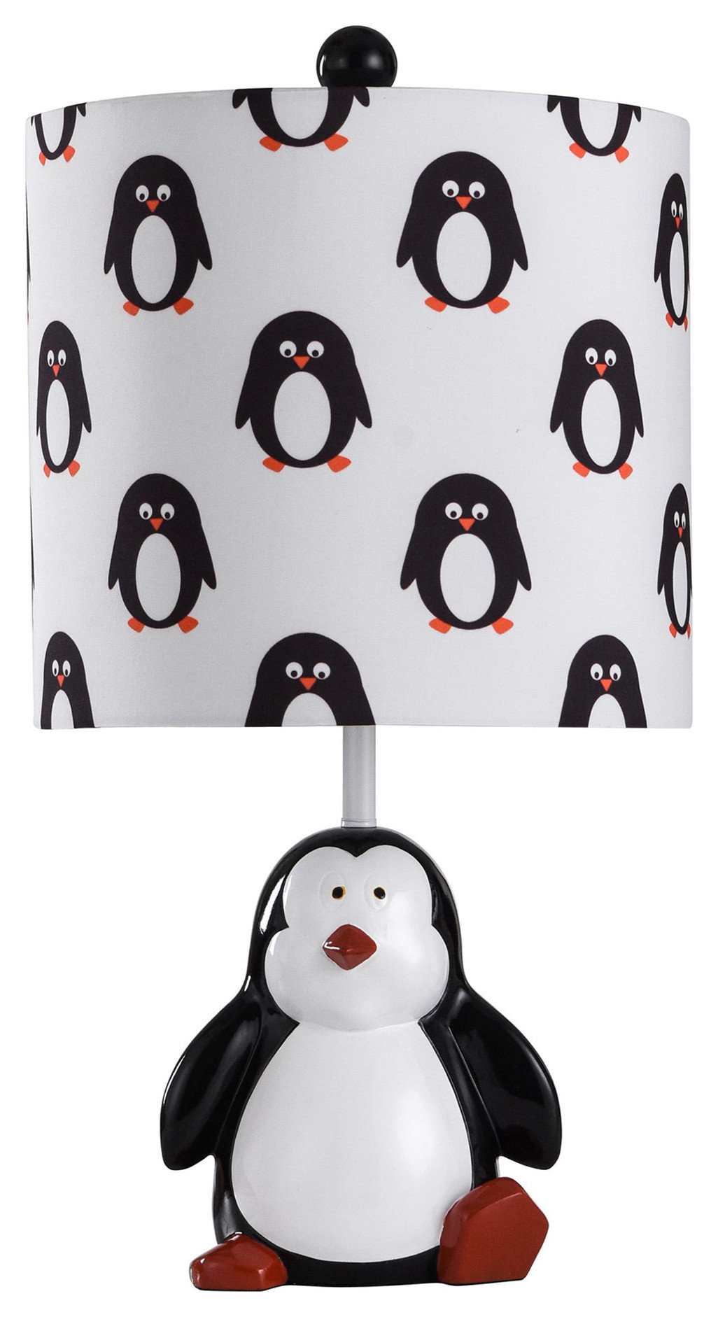 Novelty Table Lamp Penguin Shaped Base Black and White Patterned Shade ...