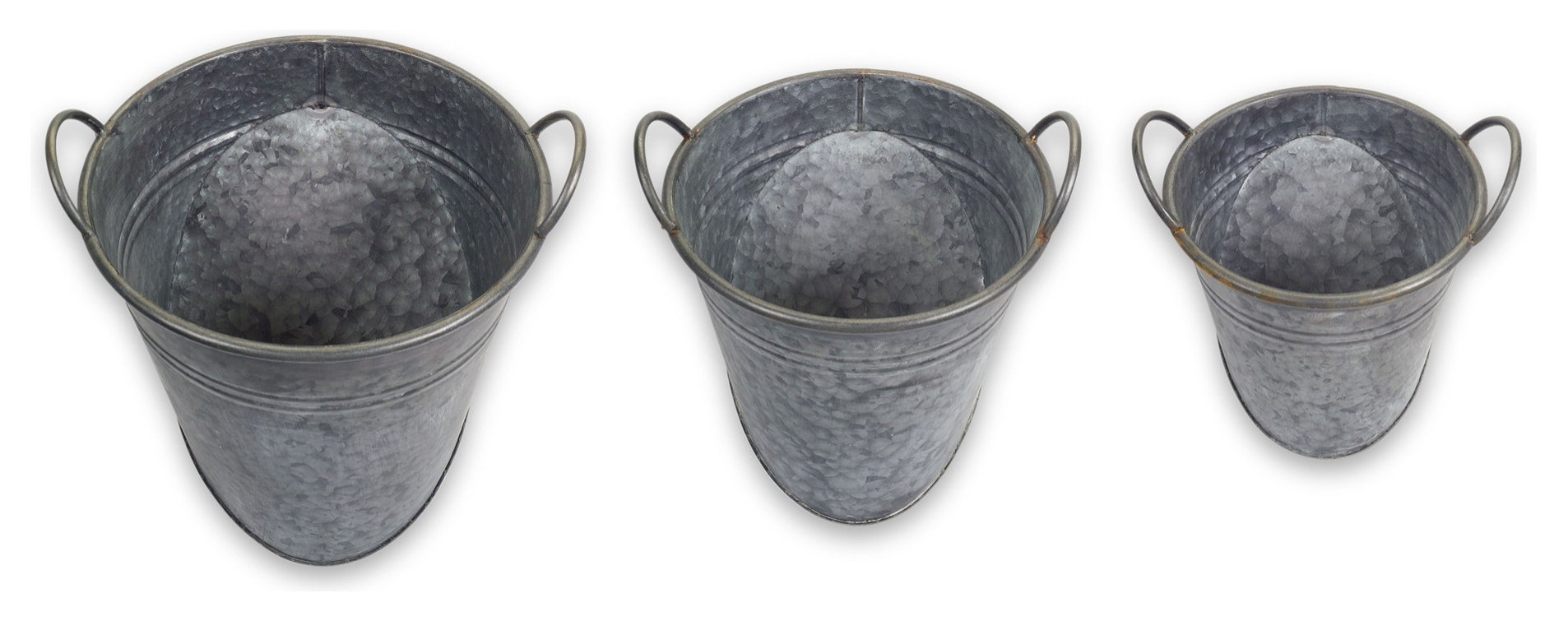 Wall Pail (Set of 3) 10.5" x 11"H, 12" x 13"H, 14.5" x 15.75"H Metal ...