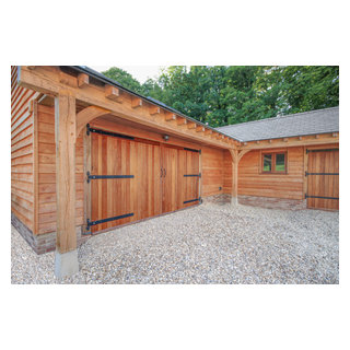 L-Shaped oak garage complex outbuilding - Traditional - Garage - Other ...