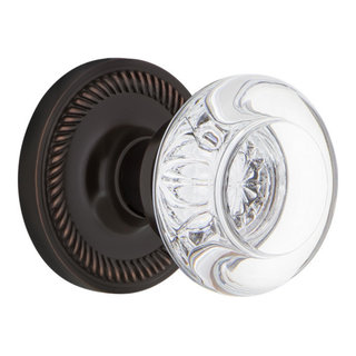 Rope Rosette Privacy Round Clear Crystal Glass Door Knob, Antique Brass ...