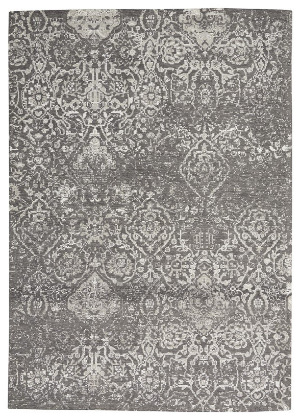 Nourison Damask Transitional Dark Grey Rug DAS06, 3'6"x5'6 ...