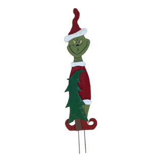 44" Grinch With Tree on Rods - Farmhouse - Outdoor Holiday Decorations ...