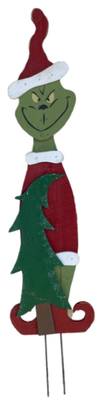 44" Grinch With Tree on Rods - Farmhouse - Outdoor Holiday Decorations ...