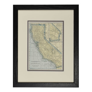 Original Vintage California State Map, Framed, 1920s Authentic Map ...