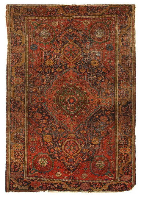 Rust Color Persian Antique Farahan 3'4'' X 5' - Mediterranean - Area ...