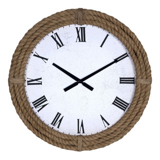 Coastal Rope Wall Clock - Beach Style - Wall Clocks - by USTRADEENT LLC ...