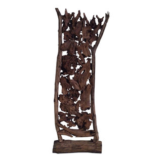 Benzara Traditional Style Wooden Freestanding Screen, Brown - Rustic ...