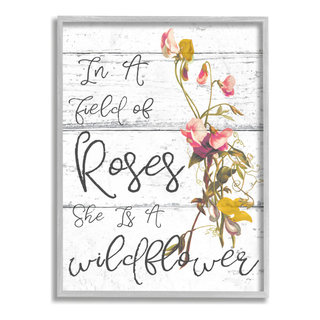 Be a Wildflower Cursive Typography, 16 x 20 - Contemporary - Prints And ...