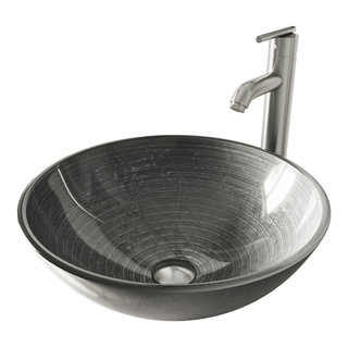 VIGO Simply Silver Glass Vessel Sink and Seville Faucet - Contemporary ...