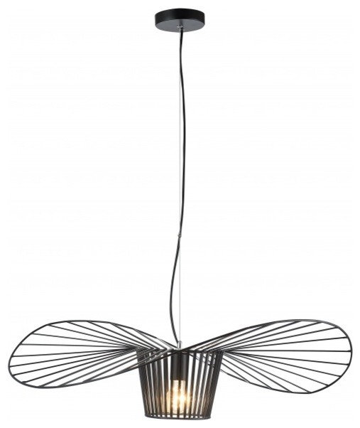 Single Pendant Black Iron Wire "Hat" Shaped Light Fixture ...