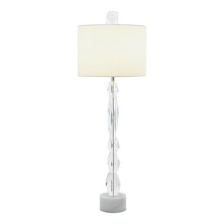 Elegant Stacked Crystal Shapes Table Lamp Faceted 42 in Tall Clear ...