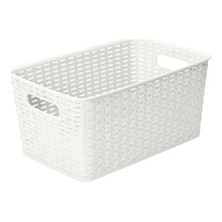 Plastic Rattan Storage Box Basket Organizer, Large - Tropical - Storage ...