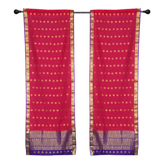 2 Bohemian Indian Sari Curtains Rod Pocket Living Room Decor Window ...