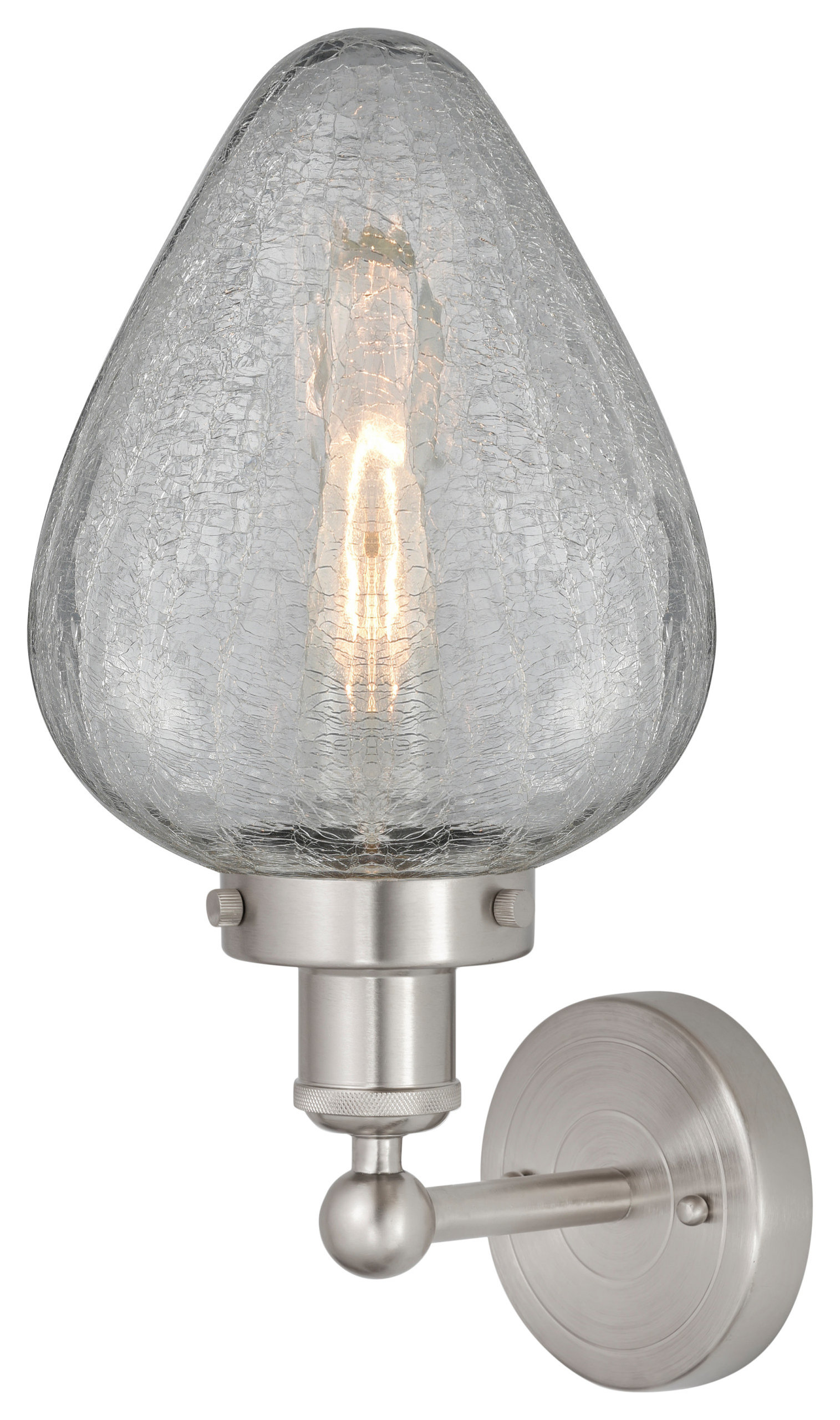 Edison Geneseo 6" Sconce, Brushed Satin Nickel, Clear Crackle Shade ...