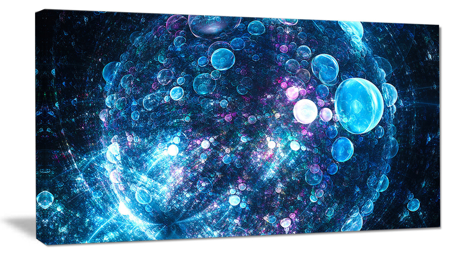 Blue Spherical Planet Bubbles, Abstract Canvas Art Print, 40"x20"x1 ...