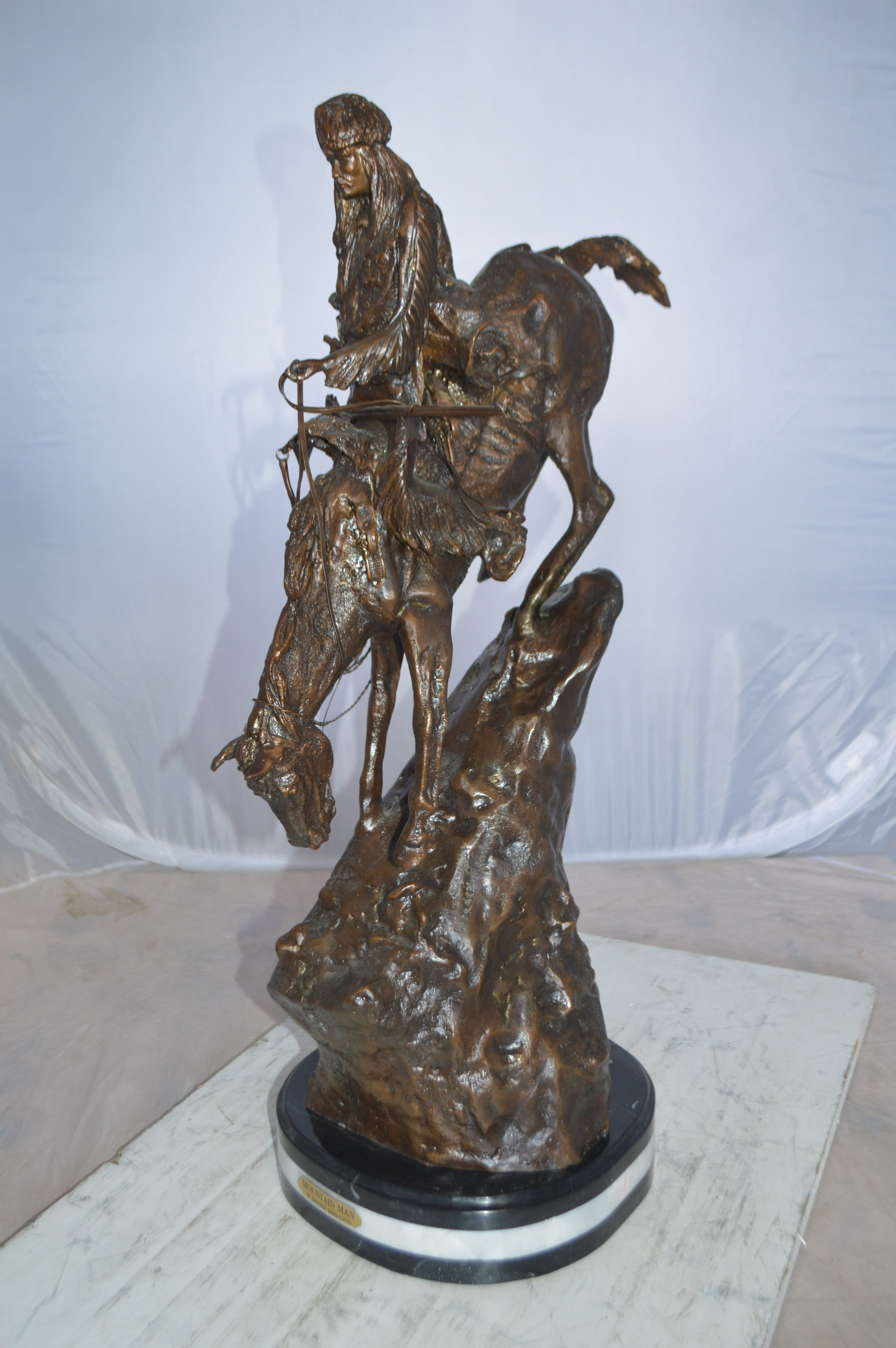 Mountain Man by Remington Bronze Statue - Size: 11"L x 11"W x 30"H ...