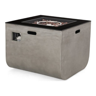 Noble House Adio 30" Square Fire Pit in Light Gray and Black ...