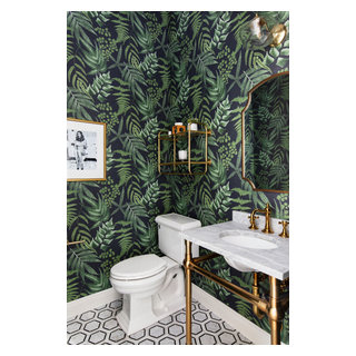 Modern Spanish Revival Powder Room - Transitional - Powder Room ...