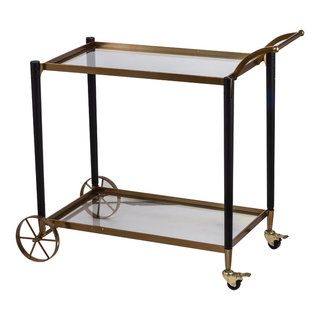 Modern Chic Gold and Black Metal Cart 36x19x35" - Contemporary - Bar ...
