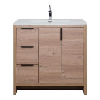 Evan 36" Modern Bath Vanity Red Oak - Transitional - Bathroom Vanities ...