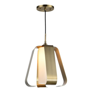 Woodbridge Lighting Bent 1 Light Steel and Glass Mid Pendant in Brushed ...