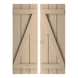 Rustic 3 Board Joined B-N-B Faux Wood Shutters, 16.5x62" - Rustic ...