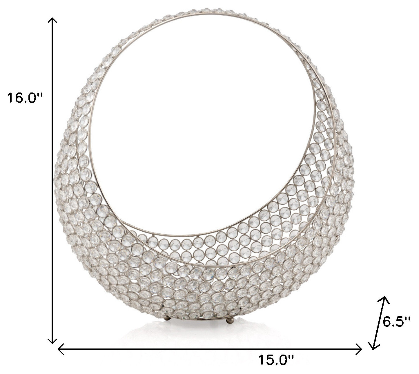 16" Silver and Faux Crystal Bling Ring Basket - Contemporary - Baskets ...