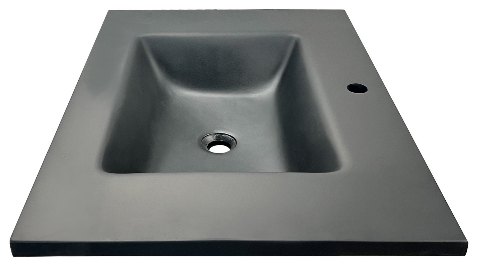 31" Single Concrete Rectangular Sink Top with Rectangle Sink, Black ...