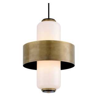 Corbett Melrose 6 Light Pendant, Vintage Brass/Opal White ...