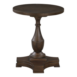 Morello Round End Table With Pedestal Base Coffee - Traditional - Side ...