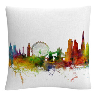 Michael Tompsett 'London England Skyline IX' Decorative Throw Pillow ...