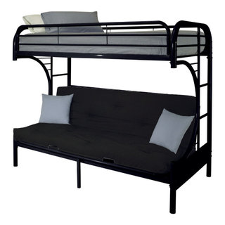 Eclipse Twin Xl Over Queen Futon Metal Bunk Bed With Guardrails, Black ...