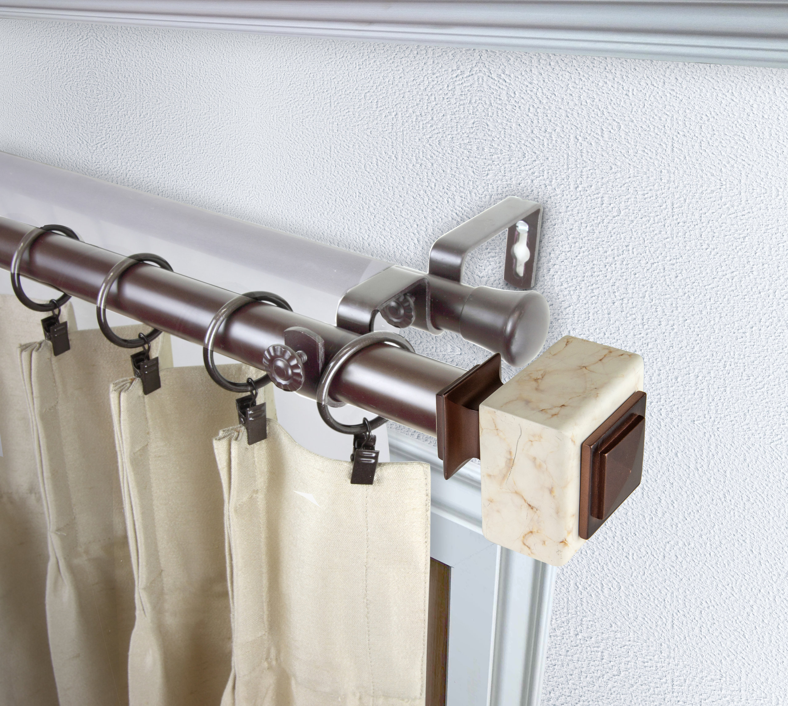 Aubree 1" Diameter Double Curtain Rod, 66-120" - Traditional - Curtain ...