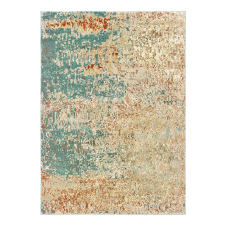 Carolina Organic Abstract Blue/Orange Area Rug, 5'3"x7'3 ...