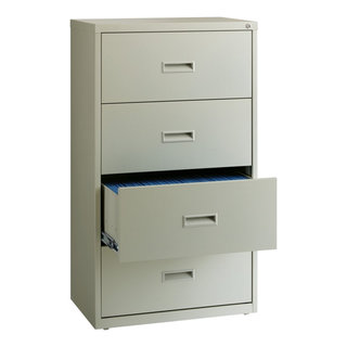 Pemberly Row 4-Drawer Modern Metal Lateral File Cabinet in Light Gray ...