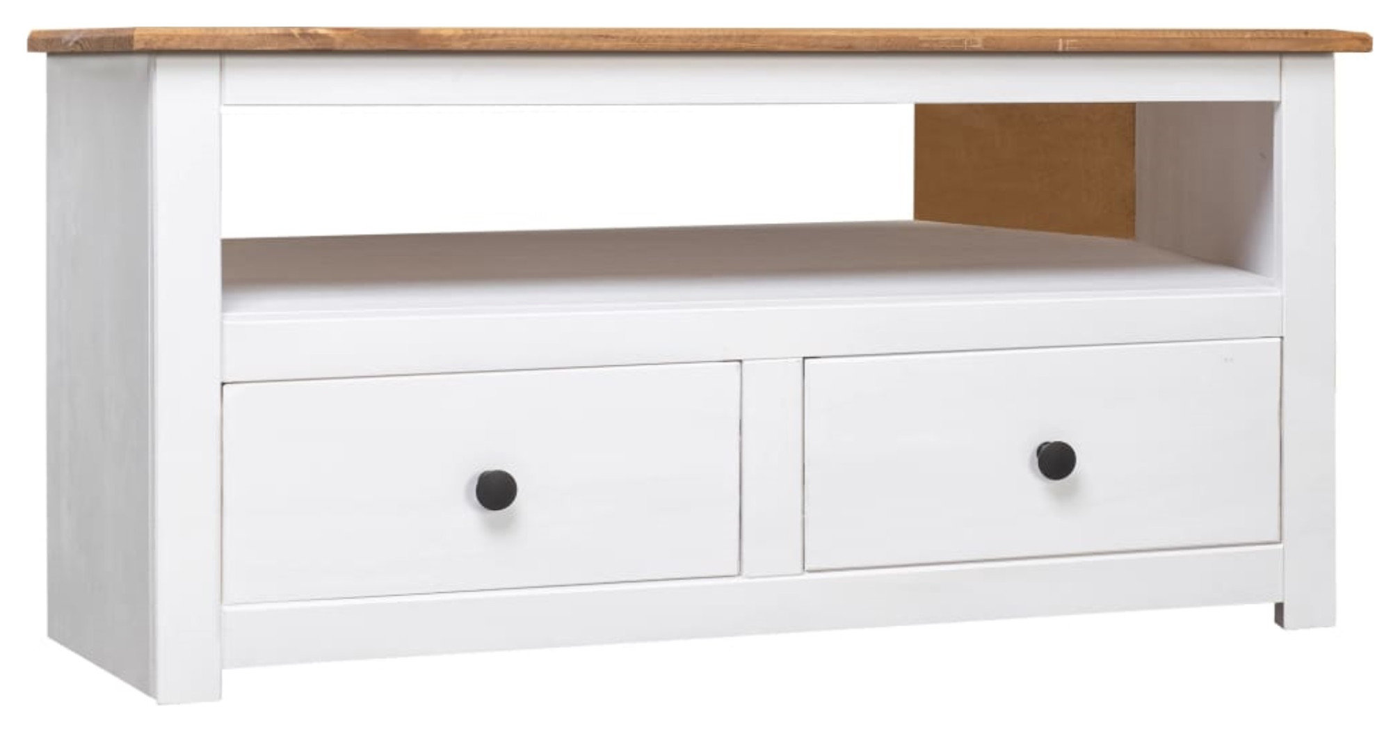 Vidaxl Corner Tv Cabinet White 36.6"x19.3"x19.3" Solid Pine Panama ...
