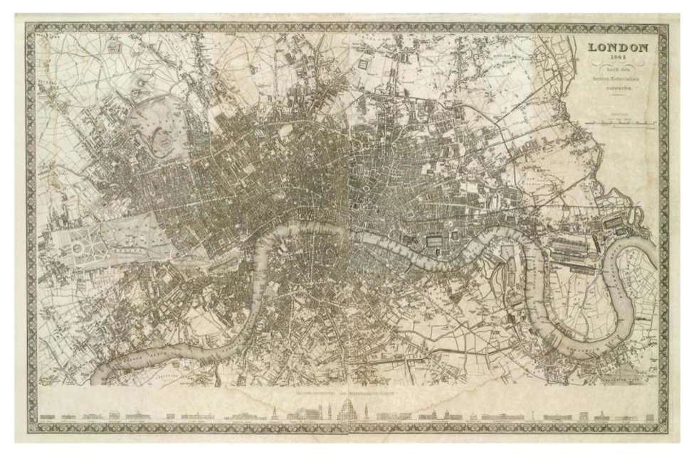 "London, England, 1845" Paper Art, 24"x16", 32"x21" - Contemporary ...