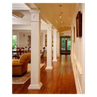 New colonnade where interior hall used to be. High ceilings with ...