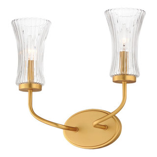 Camelot Two Light Wall Sconce in Natural Aged Brass - Transitional ...