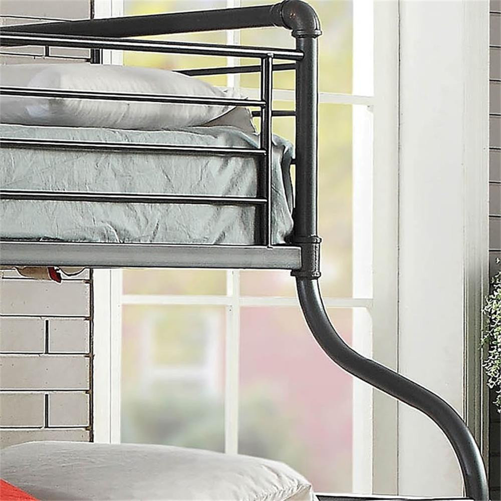 Pemberly Row Modern Metal Twin/Full/Queen Triple Bunk Bed in Black ...