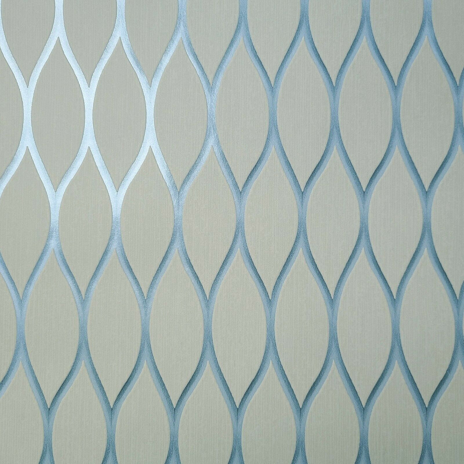Beige blue metallic geometric mesh netting diamond Wallpaper, 8.5'' X ...
