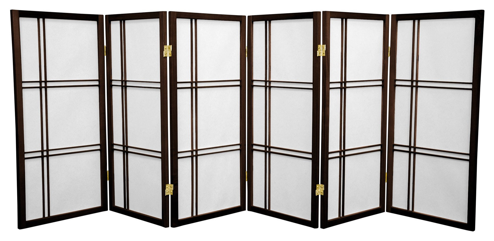 Tall Shoji Screen with Translucent Rice Paper and Decorative Lattice ...