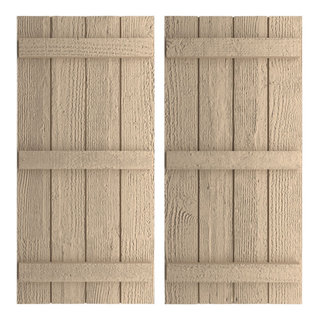Rustic 4 Board Joined B-N-B Faux Wood Shutters, 22x80" - Rustic ...