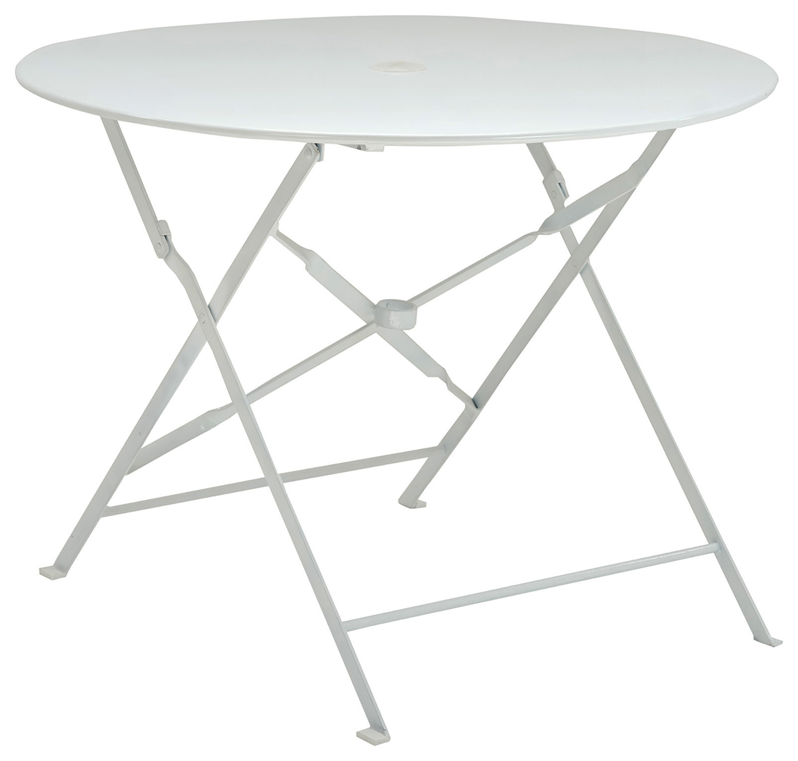 36" Round Folding Metal Bistro Table With Umbrella Hole, White ...