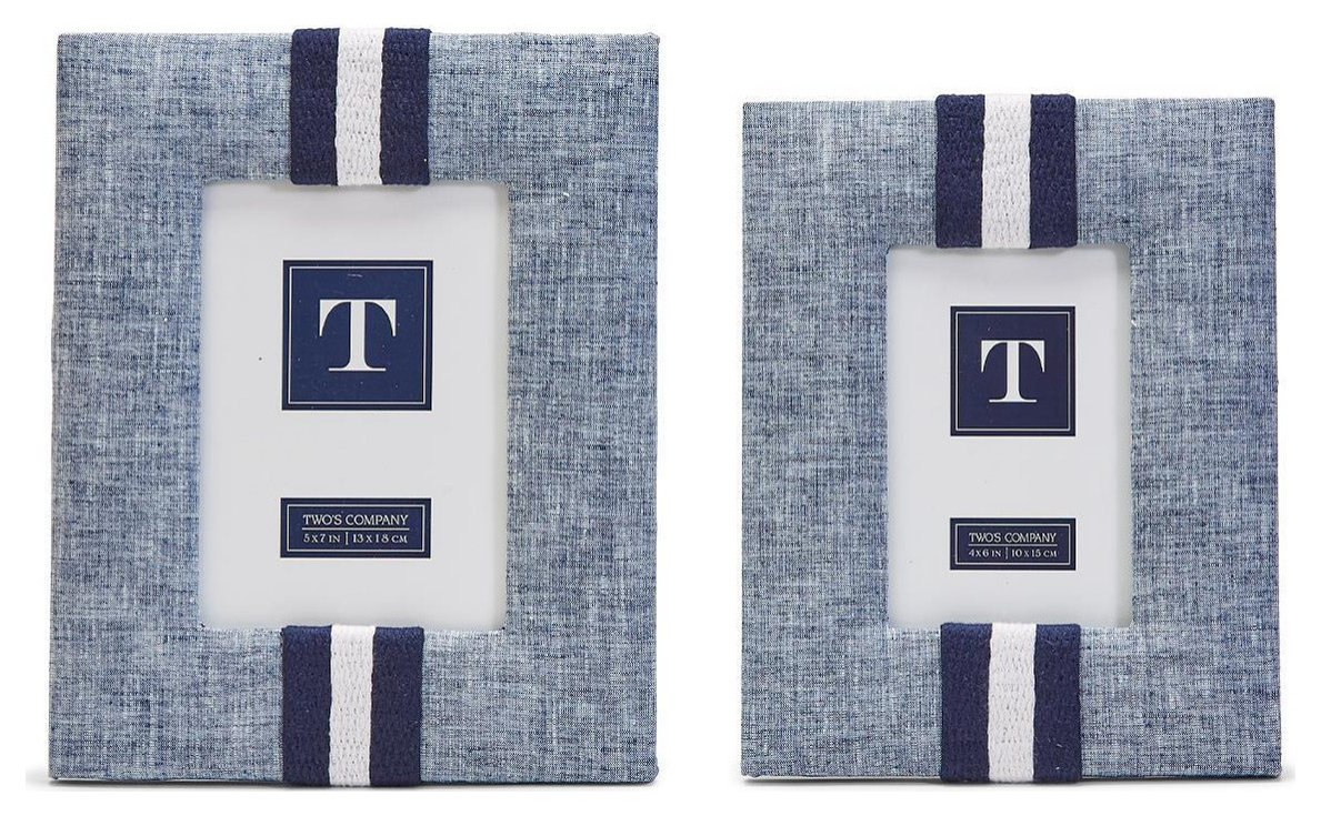 Two's Company 53894 Yacht Club 2-Piece Set Stripe Photo Frames ...
